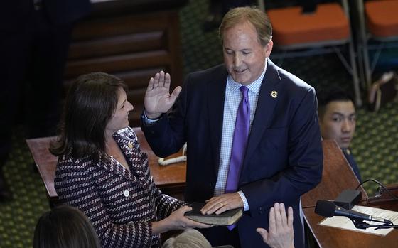 File Texas Attorney General Ken Paxton Right Stands With His Wife